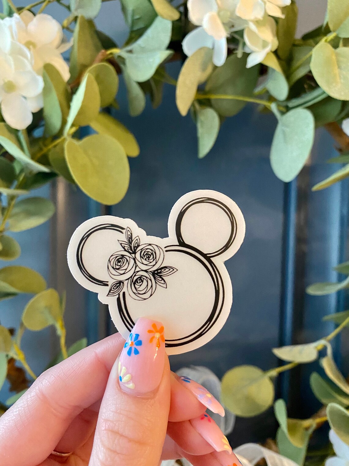 Mickey Mouse Rose Floral Silhouette Transparent Sticker | Etsy