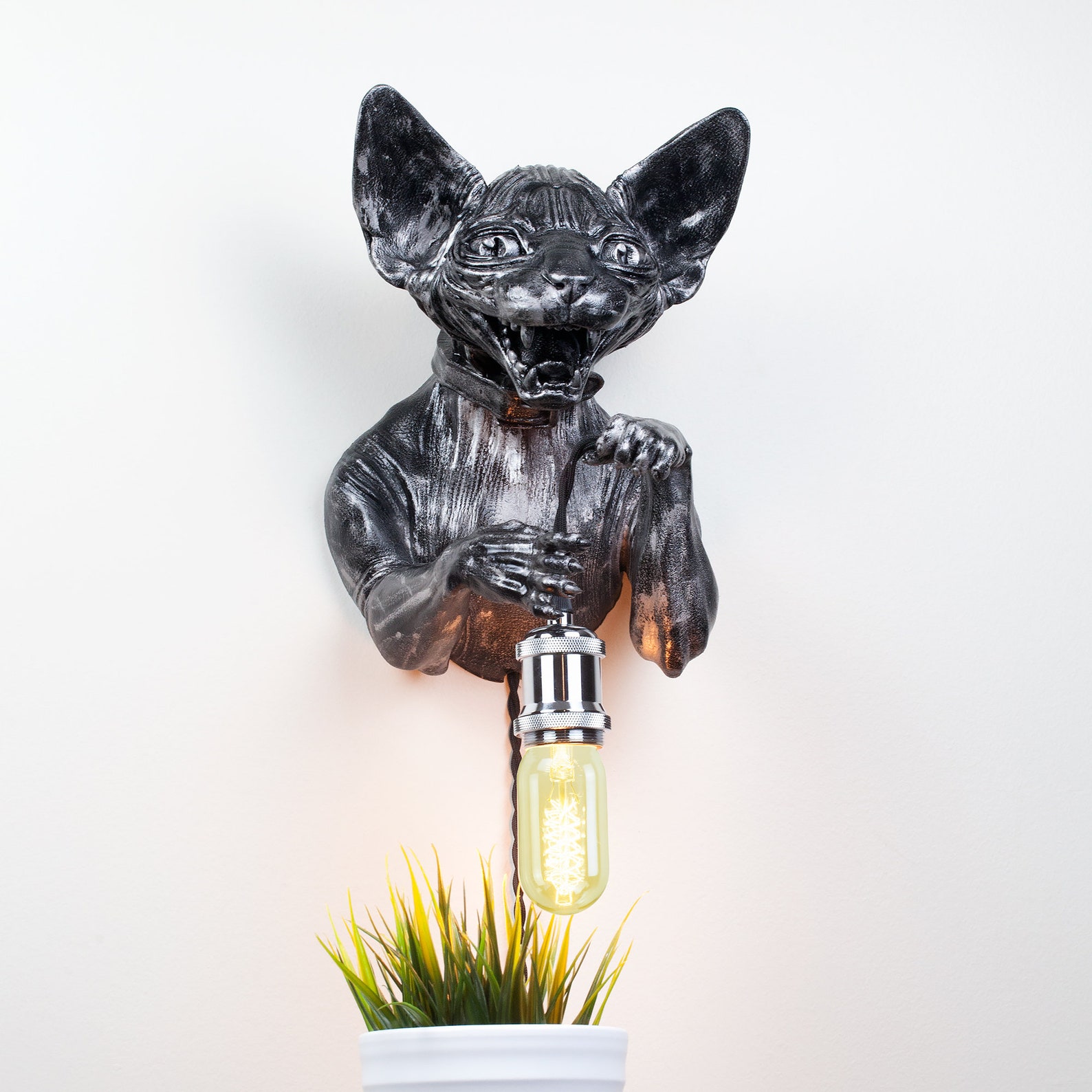 Cat Sphynx Lover, Wall Light Home Decor, for Cat Lovers Gift, Black Cat ...