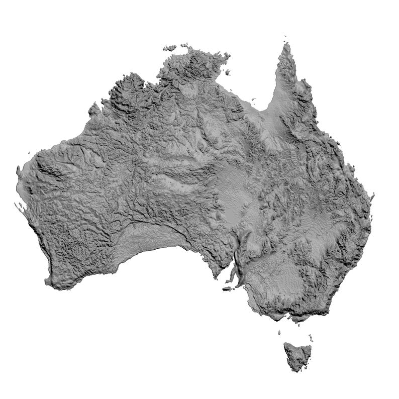 Australia 3D Topographic Map STL Files – High-resolution Elevation Model for 3D Printing ...