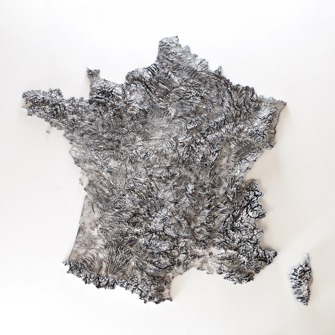 France Map, Topographic Map of France, Republique Francaise, Topography ...