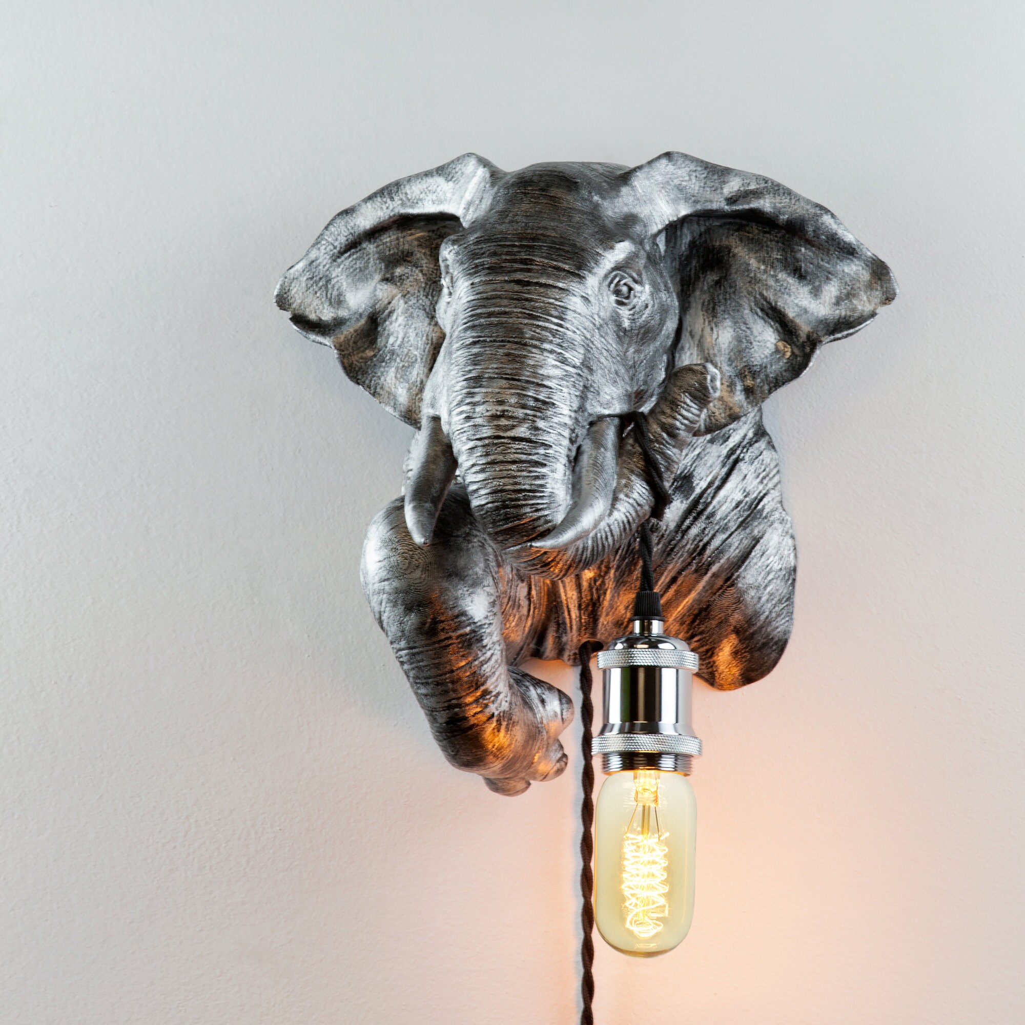 Elephant Head Wall Sconce: Boho Safari Decor (11.8 In) - Etsy
