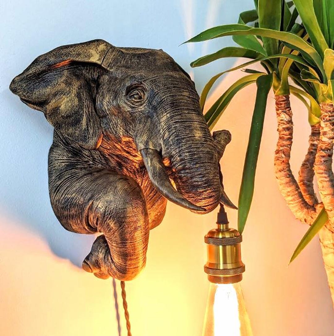 Elephant Head Wall Sconce: Boho Safari Decor (11.8 In) - Etsy