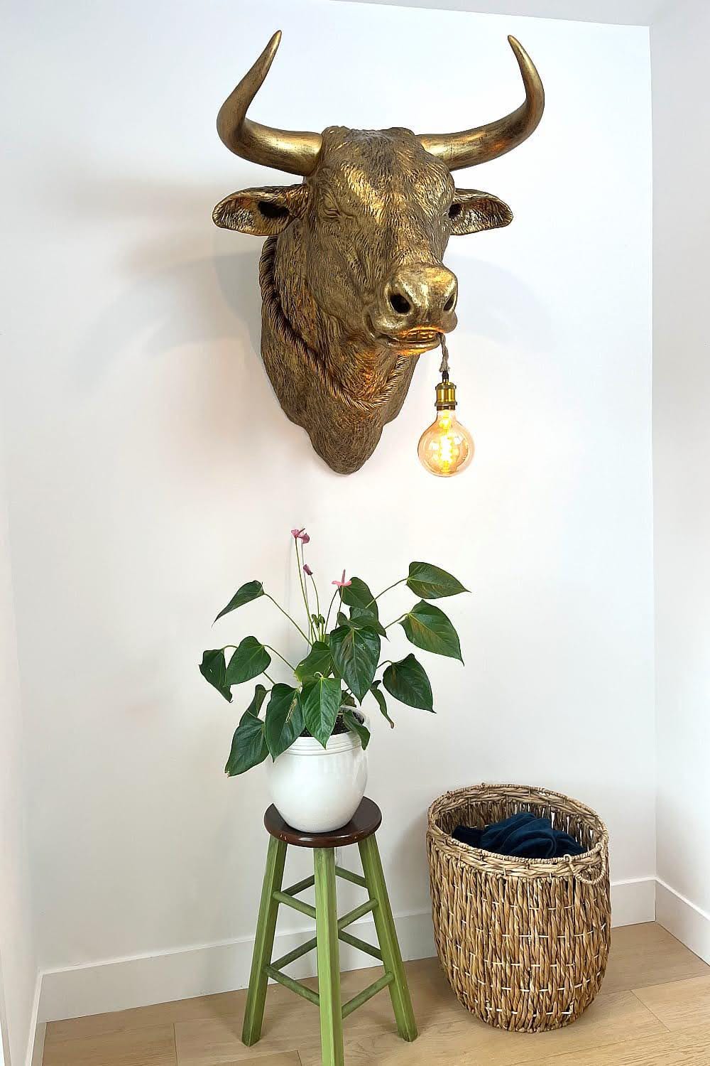 Large Bull Head Wall Light: Rustic Farmhouse Decor - 3D Printed - Etsy