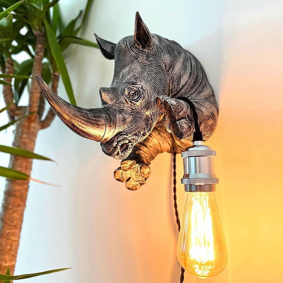 Rhino Lover Gift Rhinoceros Animal Lover Gift Wall Sconce Housewarming ...
