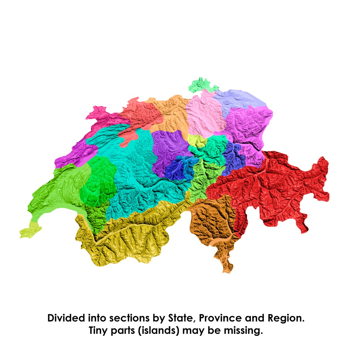 Switzerland Map Map of Switzerland Relief Map Swiss - Etsy