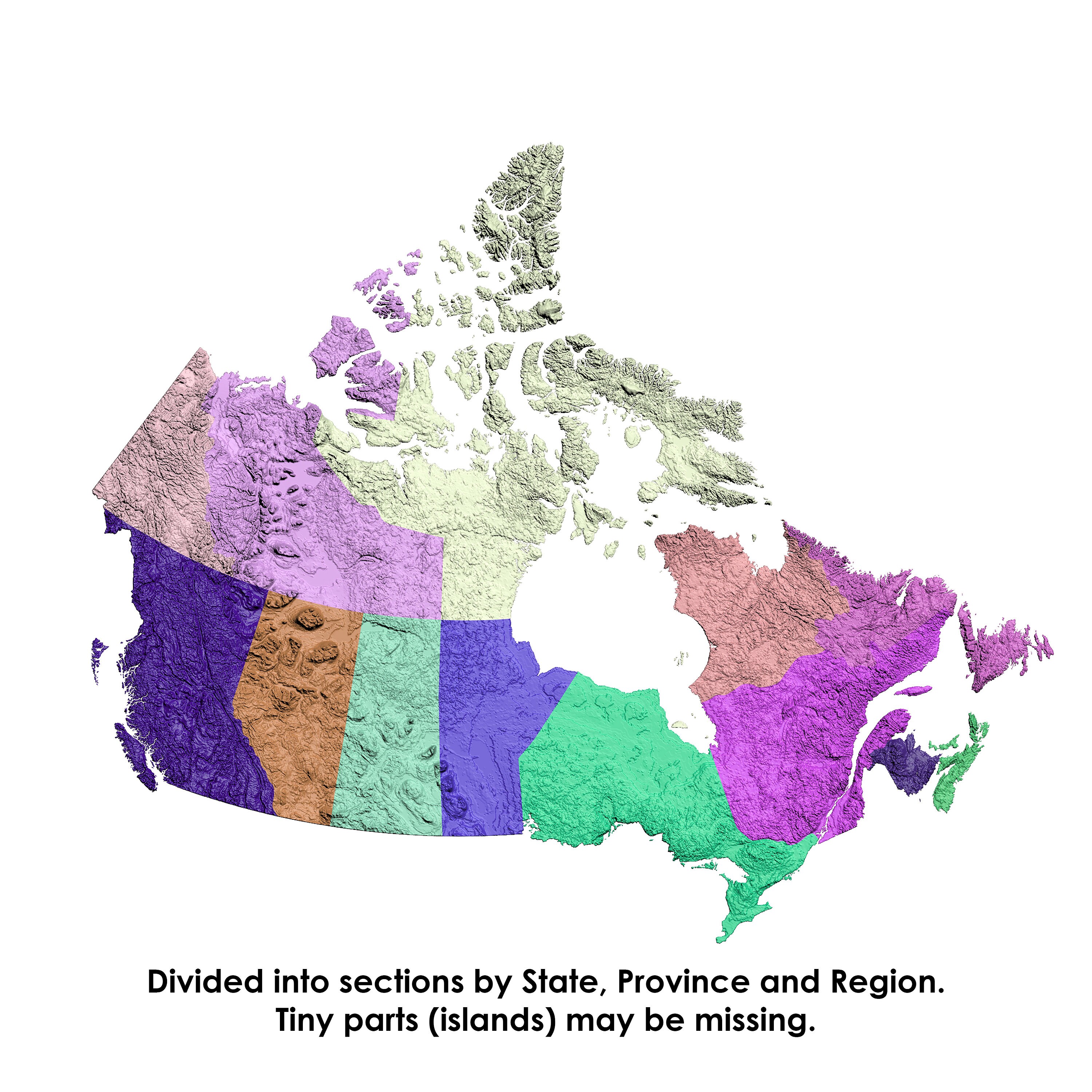 Canada Map Topographic Map Canada Map Realief Map Shaded - Etsy UK