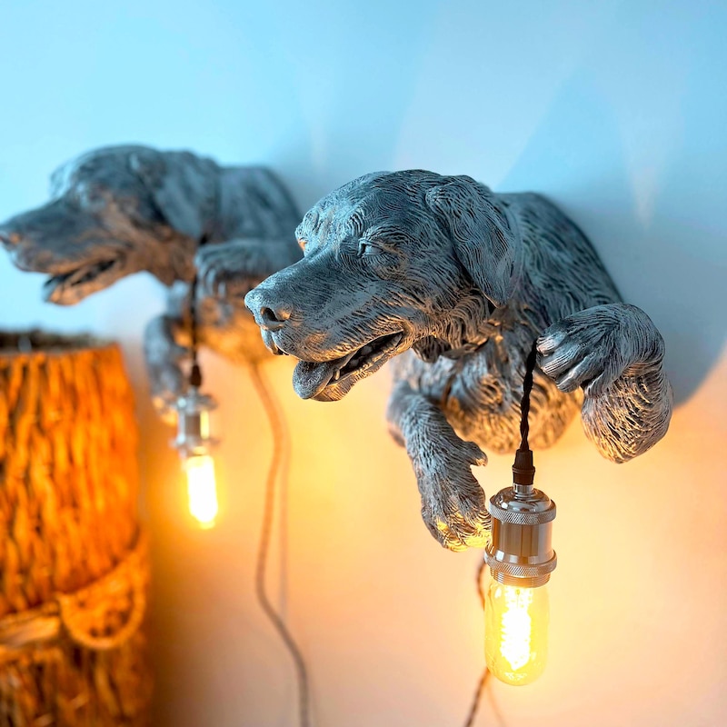 Stained Glass Dogs Lamps - Etsy
