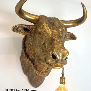 Large Bull Head Wall Light: Rustic Farmhouse Decor - 3D Printed - Etsy