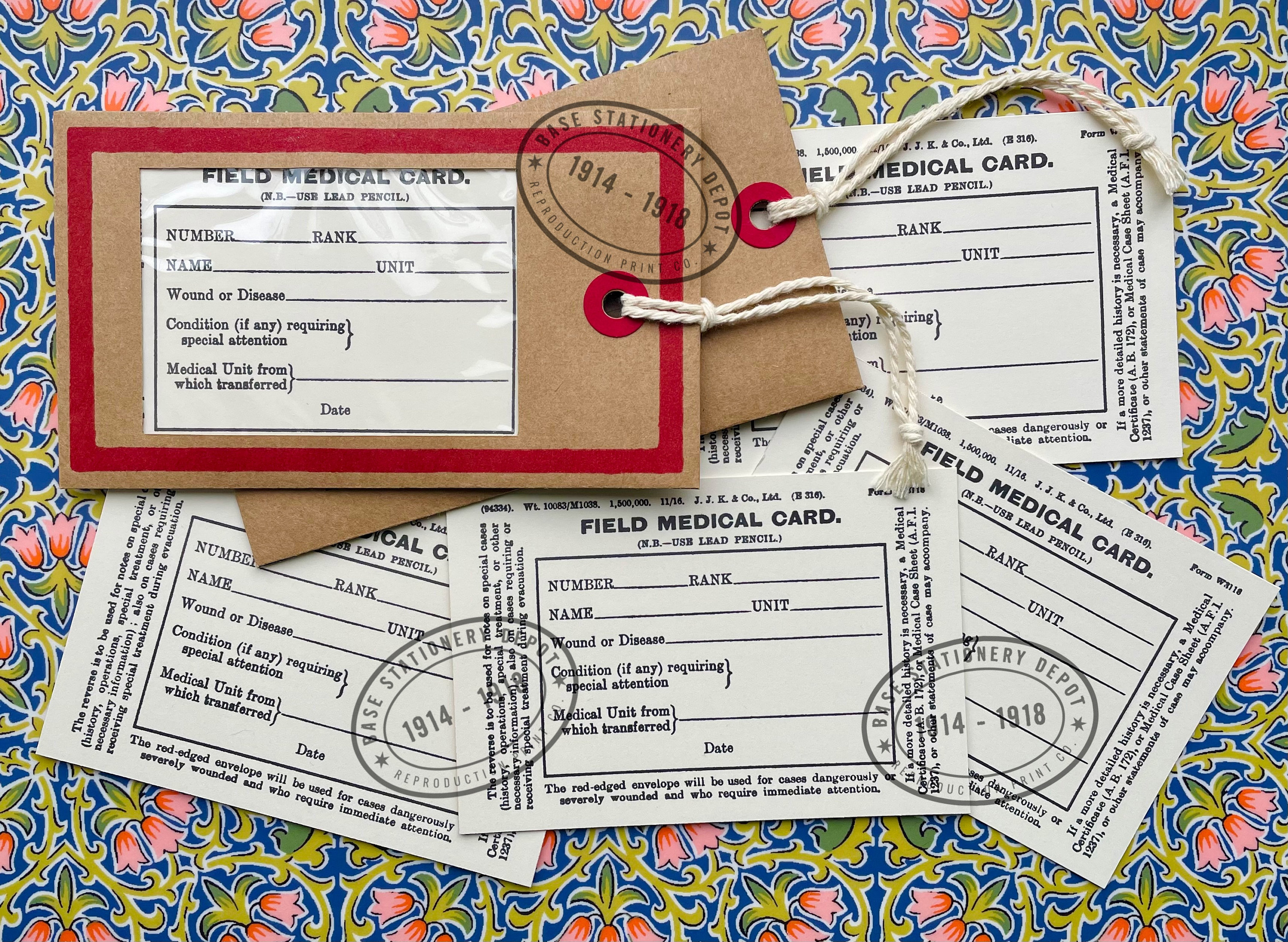WW1 Casualty Labels 1915-1917 - Field Medical Card Reproduction - Etsy