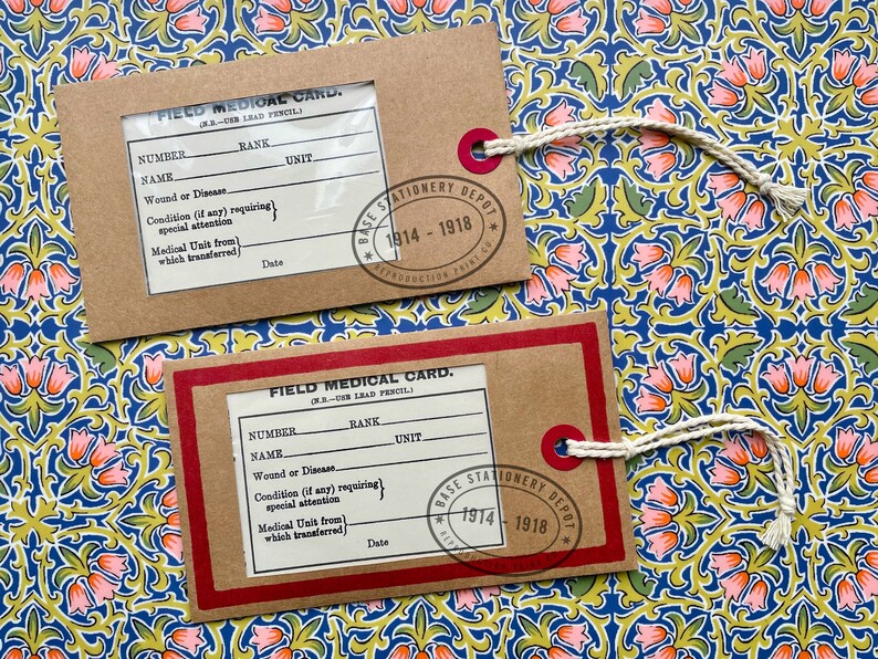 WW1 Casualty Labels 1915-1917 - Field Medical Card Reproduction - Etsy