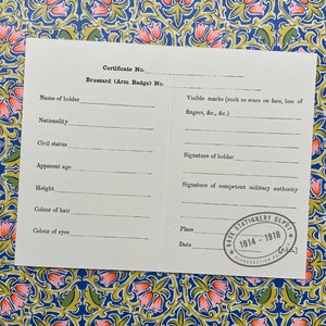 WW1 Nurse's ID Card - VAD Identity Card - Great War Reproduction - Etsy
