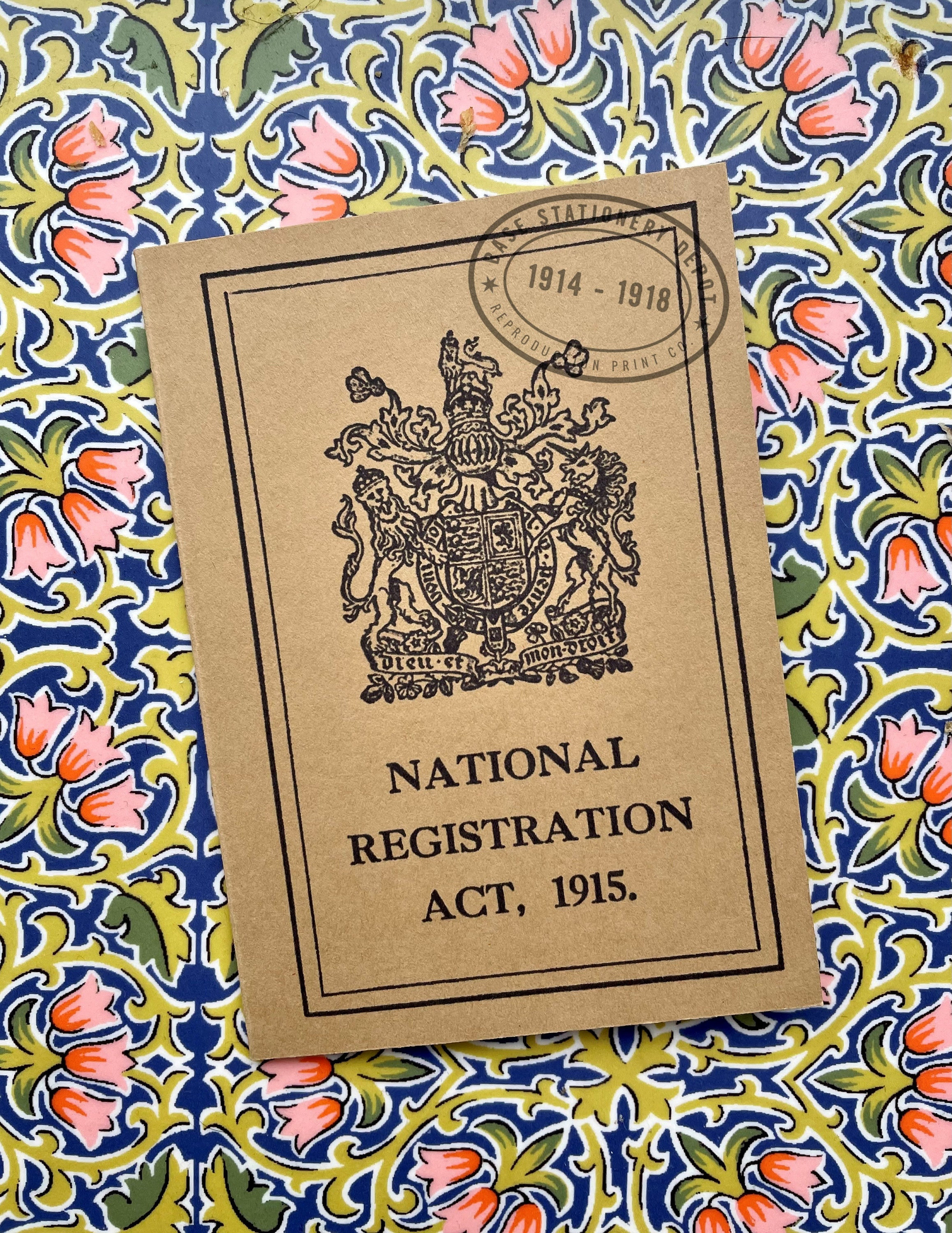 Customised WW1 Identity Card Reproduction - National Registration Act ...