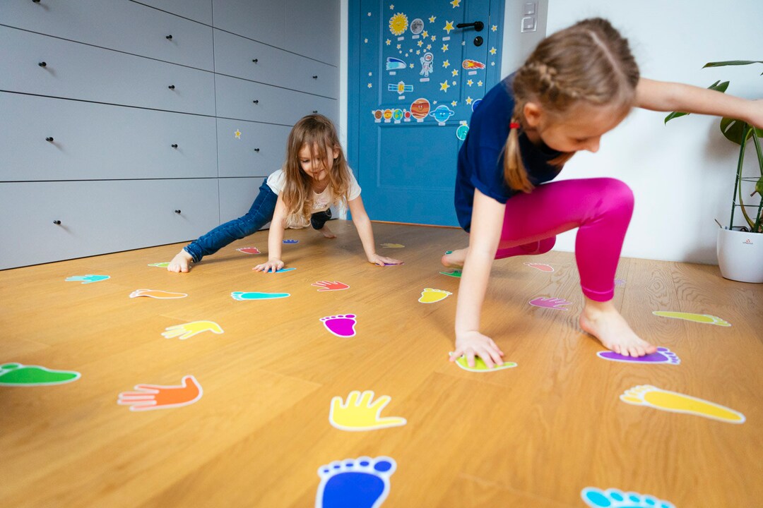 SENSORS Floor Path. Jumping Game Stickers. Removable. Hand and Foot ...