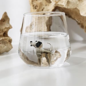 Drinking Glass With Glass Dog Figurine, Dog Gift, Dog Lover Gift, Water ...