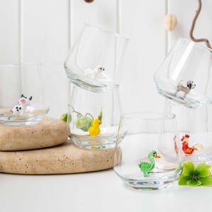 Farm Theme Drinking Glass Set of 6, Housewarming Gift, Cute Stemless ...
