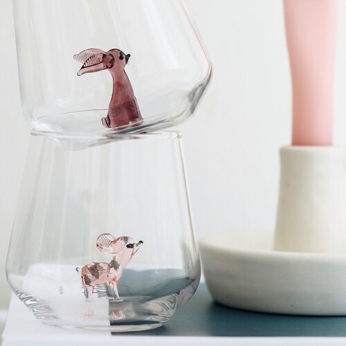 Water Drinking Glass Set of 2 Bambi and Rabbit Water Drinking - Etsy