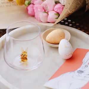 Glassware With Handmade Rabbit Figure, Animal, Tumbler & Water Glasses ...