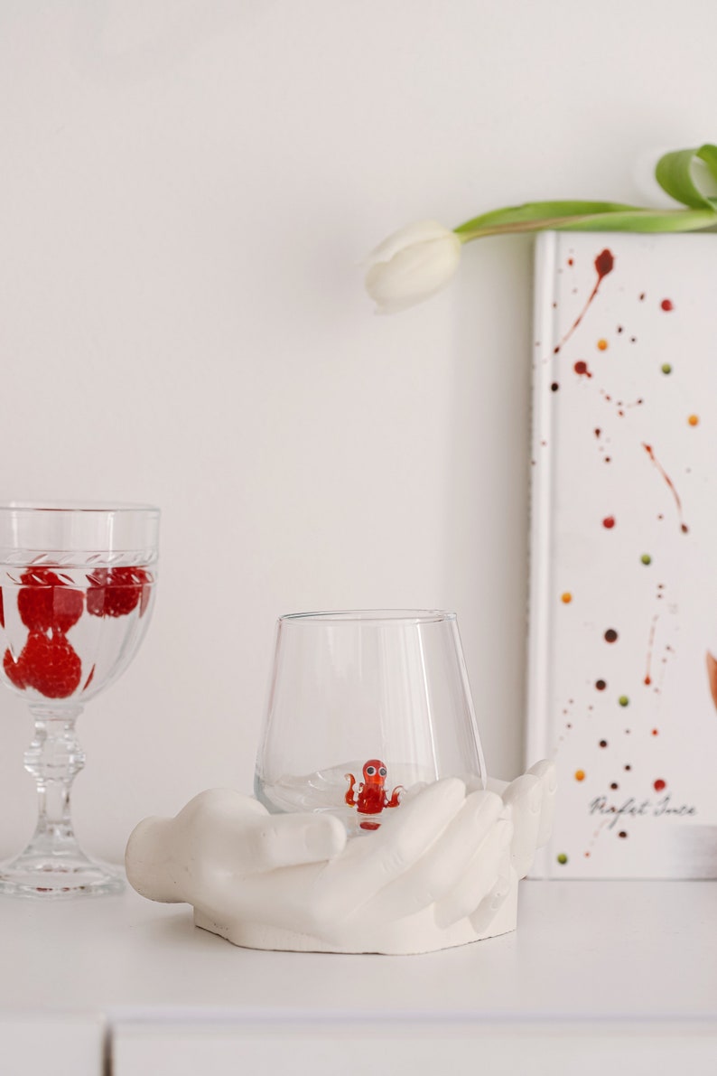 Water Drinking Glass With Handmade Octopus Animal Figure, Tumbler ...