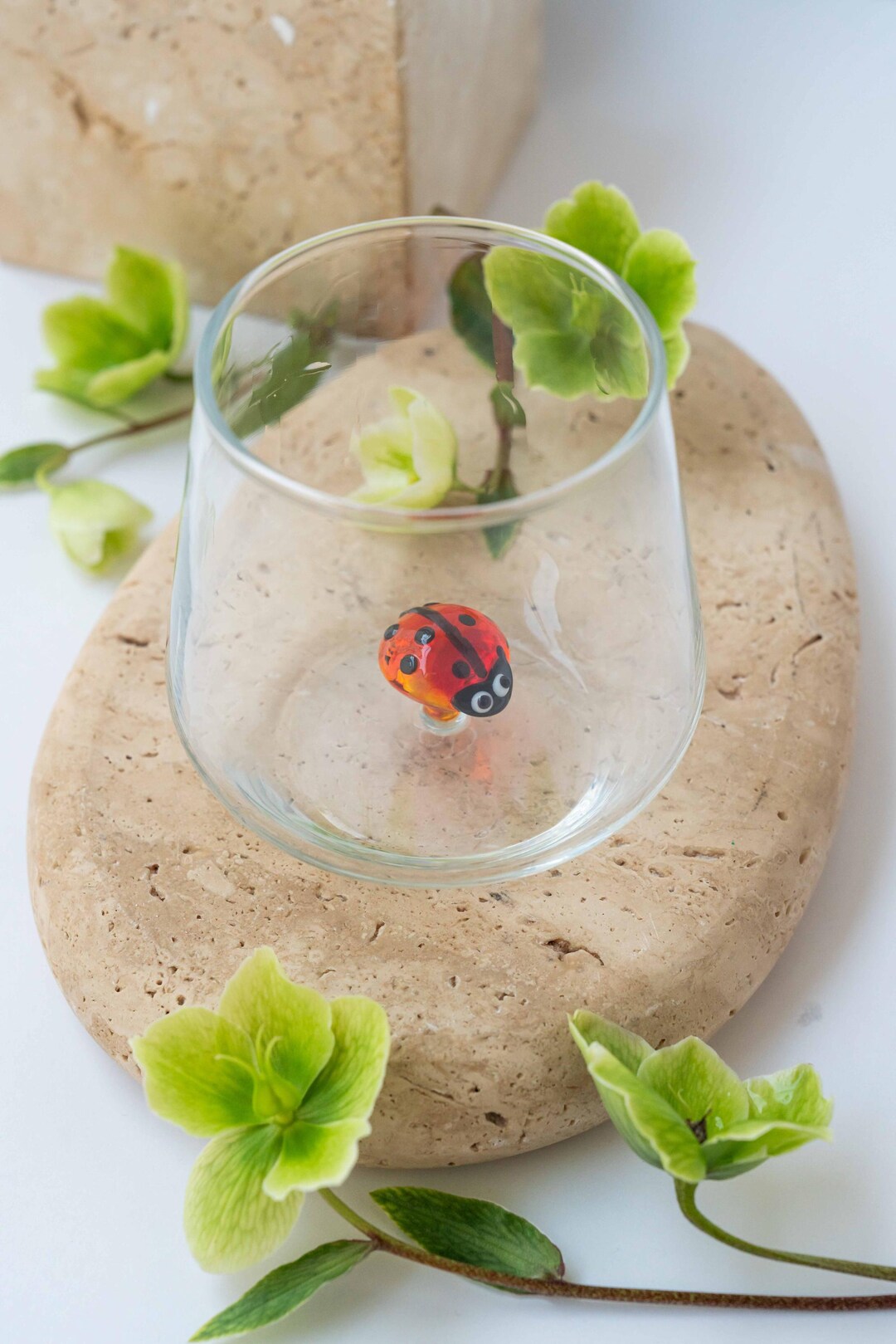 Ladybug Figurine Drinking Glass – Handmade Cup, Gift for Ladybug Lovers ...