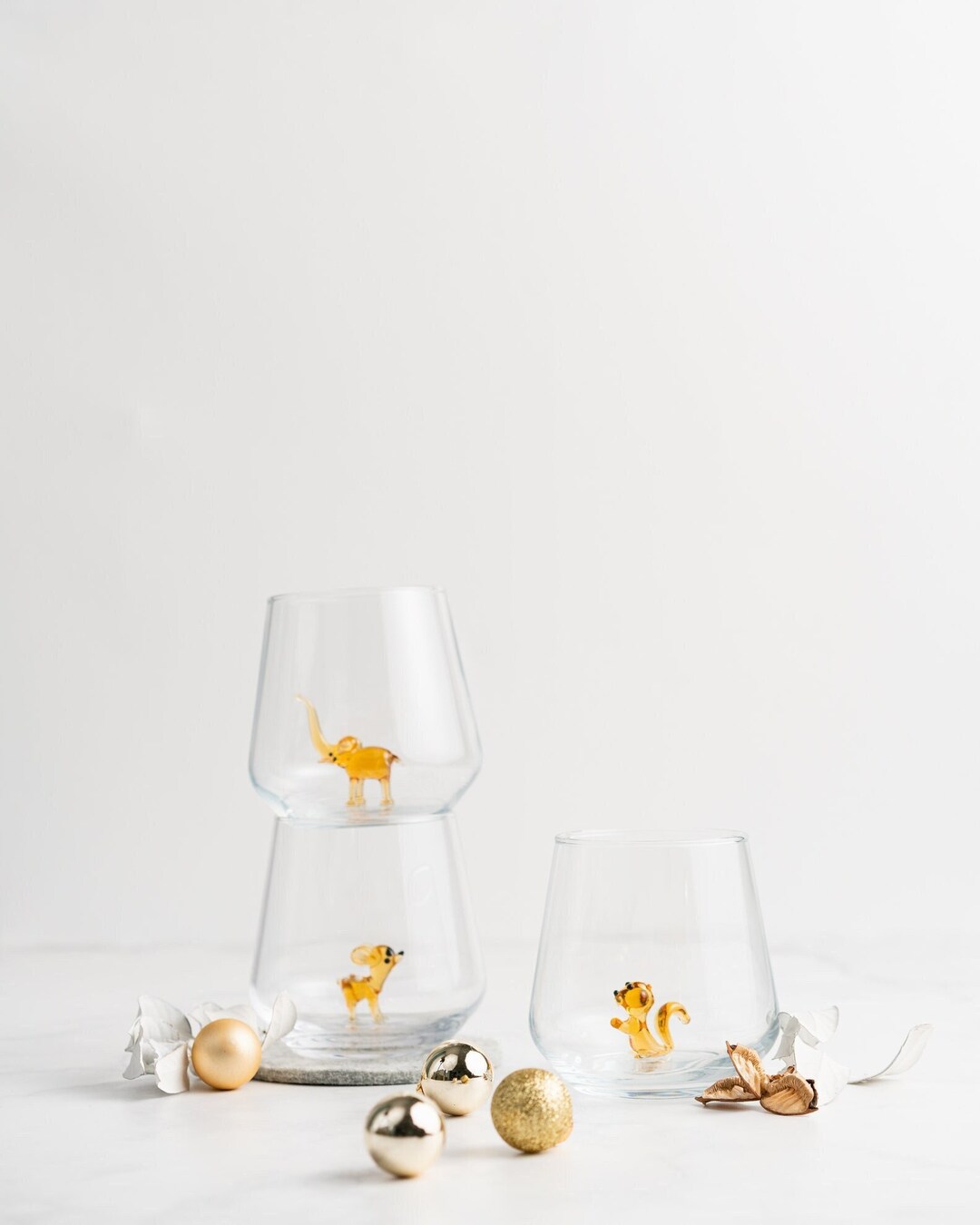 Drinking Glass Set of 3 With Tiny Animals, Wild Animal Glass, Fun ...