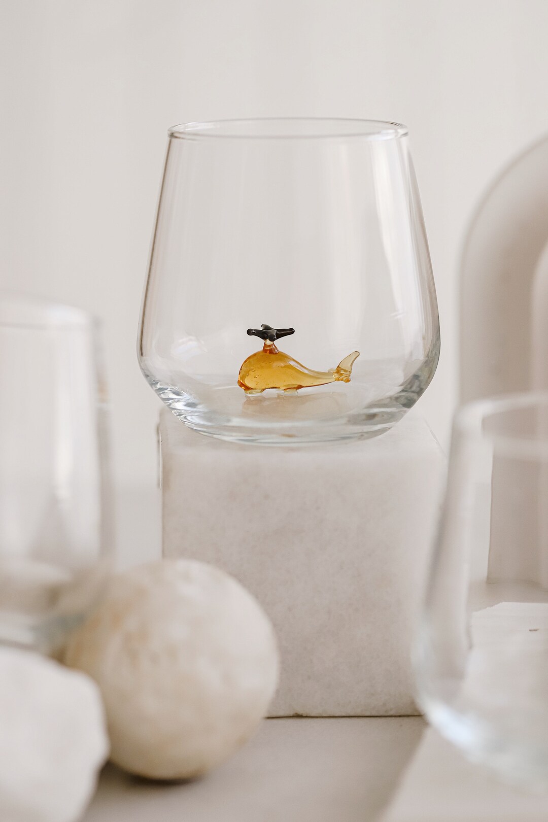 Tiny Helicopter Figurine Drinking Glass, Helicopter Stemless Wine Glass ...