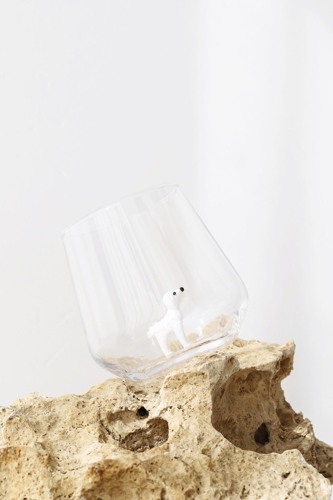 Cute Sheep Figurine Water Drinking Glass, Glass Cup, White Sheep, Cute ...