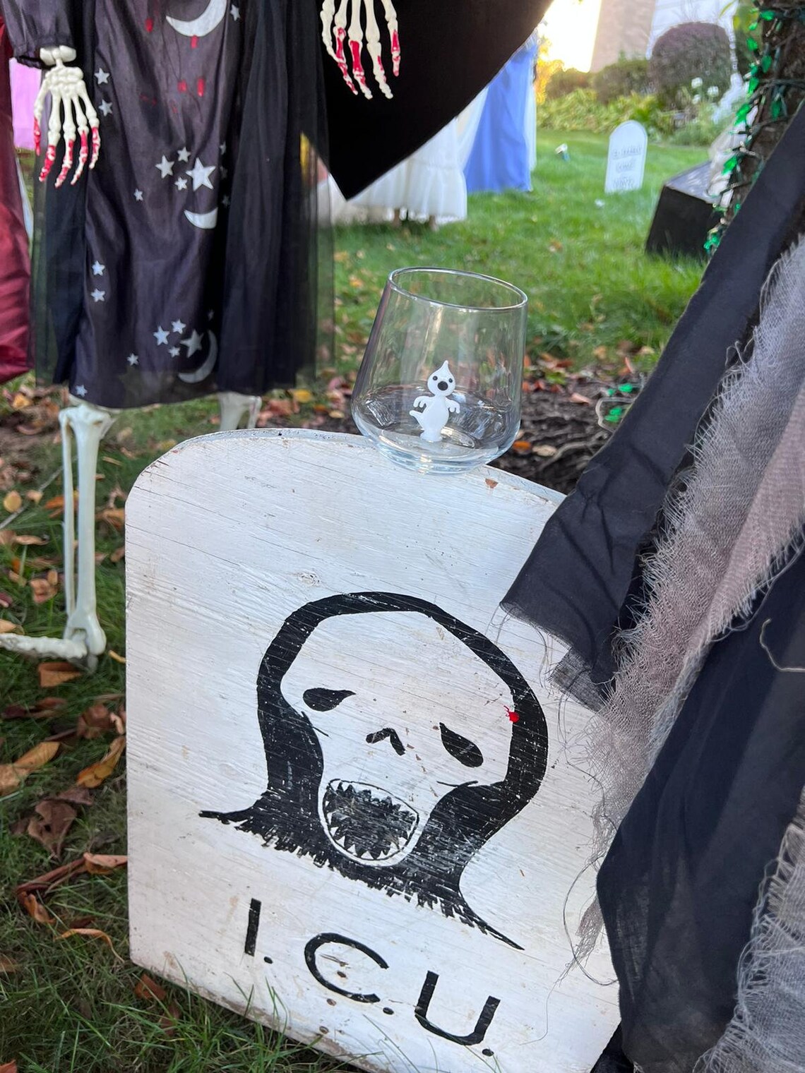 Drinking Glass With Handmade Ghost Figure Happy Halloween | Etsy