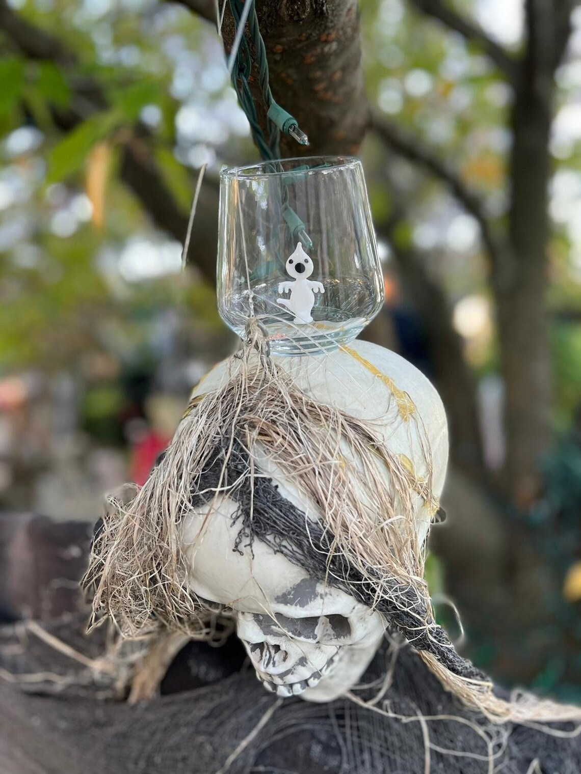 Drinking Glass With Handmade Ghost Figure Happy Halloween | Etsy