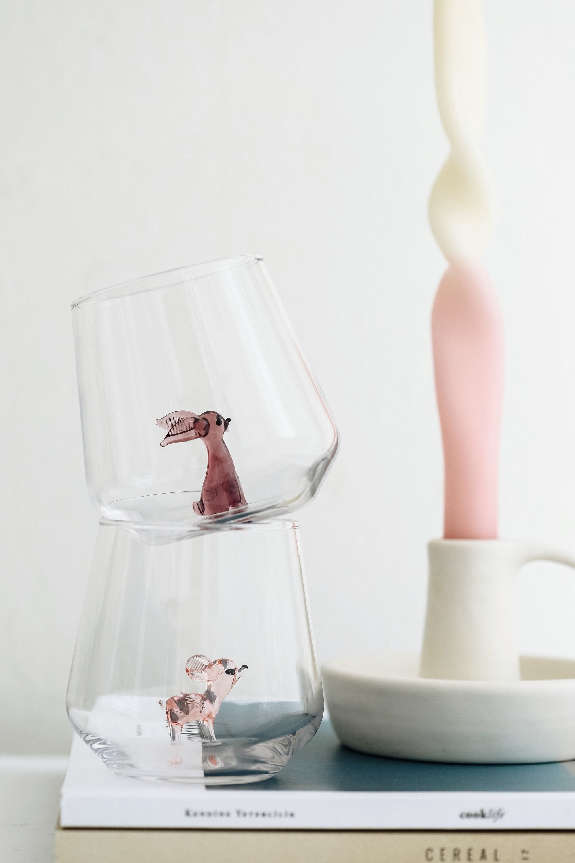Water Drinking Glass Set of 2, Bambi and Rabbit Water Drinking Glasses ...
