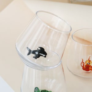 Ocean Animal Glass Set of 6, Handmade Stemless Drinking Glasses ...