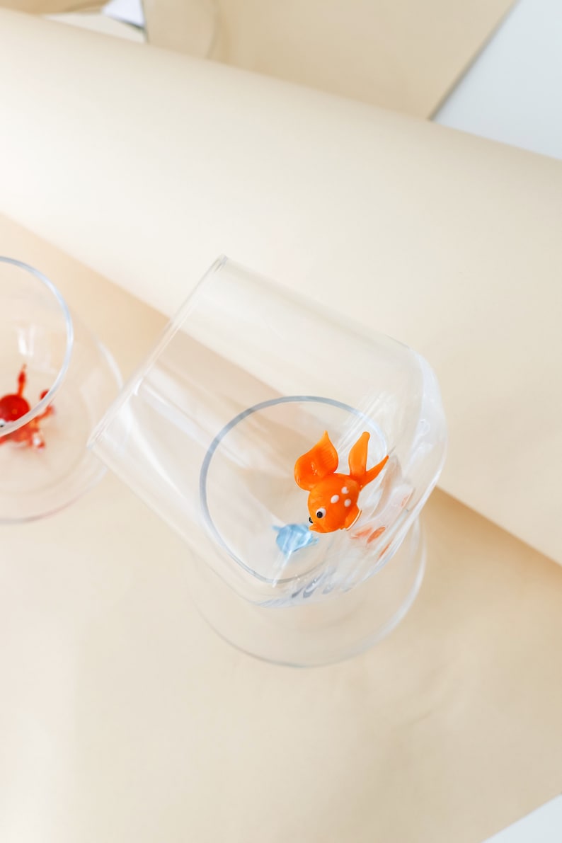 Ocean Animal Glass Set of 6, Handmade Stemless Drinking Glasses ...