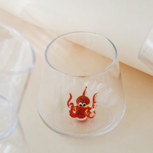 Ocean Animal Glass Set of 6, Handmade Stemless Drinking Glasses ...