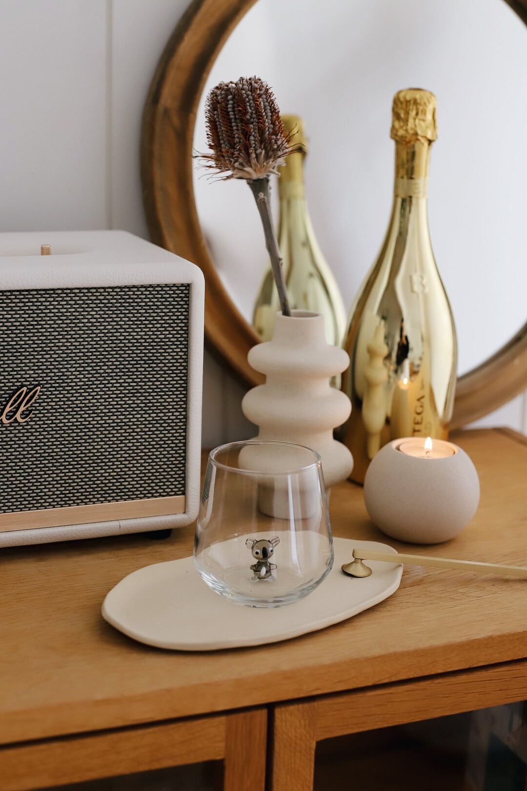 Tiny Handmade Koala Drinking Glass, Handmade Drinkware, Koala Stemless ...