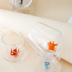 Ocean Animal Glass Set of 6, Handmade Stemless Drinking Glasses ...