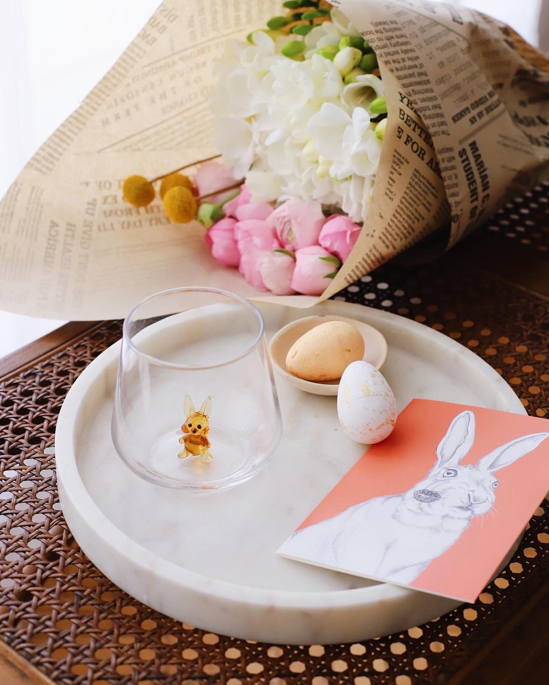 Glassware With Handmade Rabbit Figure, Animal, Tumbler & Water Glasses ...