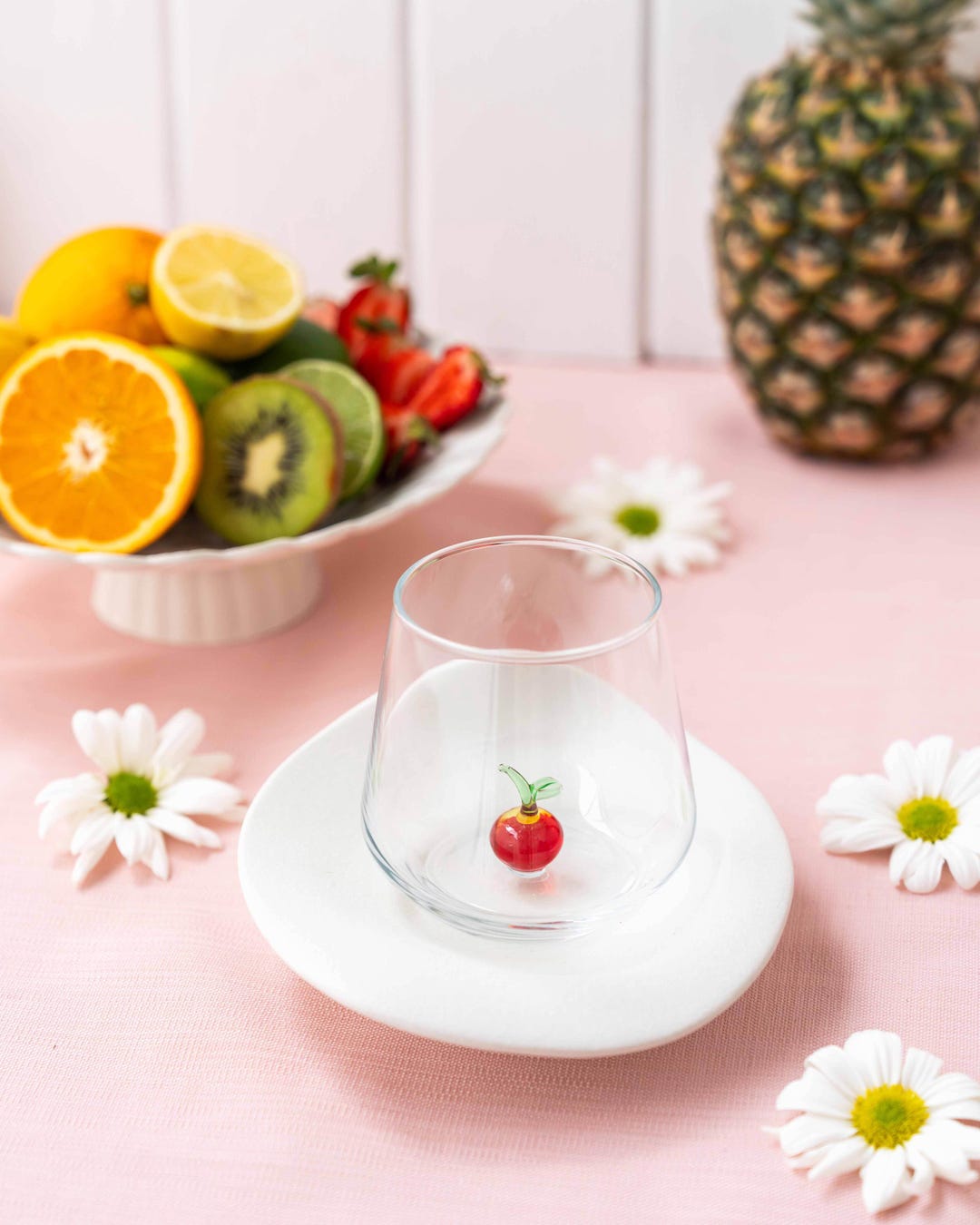 Apple Wine Glass With Handmade Figure, Summer Theme Drinking Glasses ...