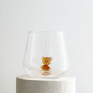 Tiny Bear Animal Drinking Glass, Animal, Cute Glass Cup, Handmade Teddy ...