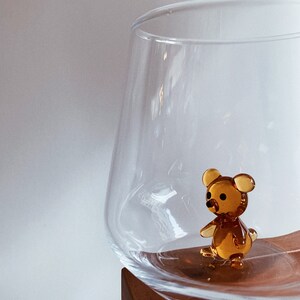 Tiny Bear Animal Drinking Glass, Animal, Cute Glass Cup, Handmade Teddy ...