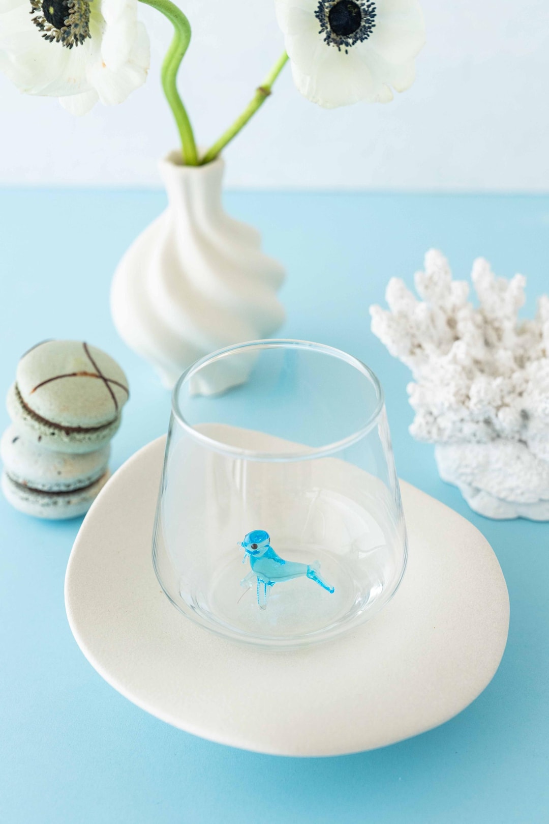 Blue Seal Stemless Glass – Handmade Ocean Animal Figurine Cup | Cute ...