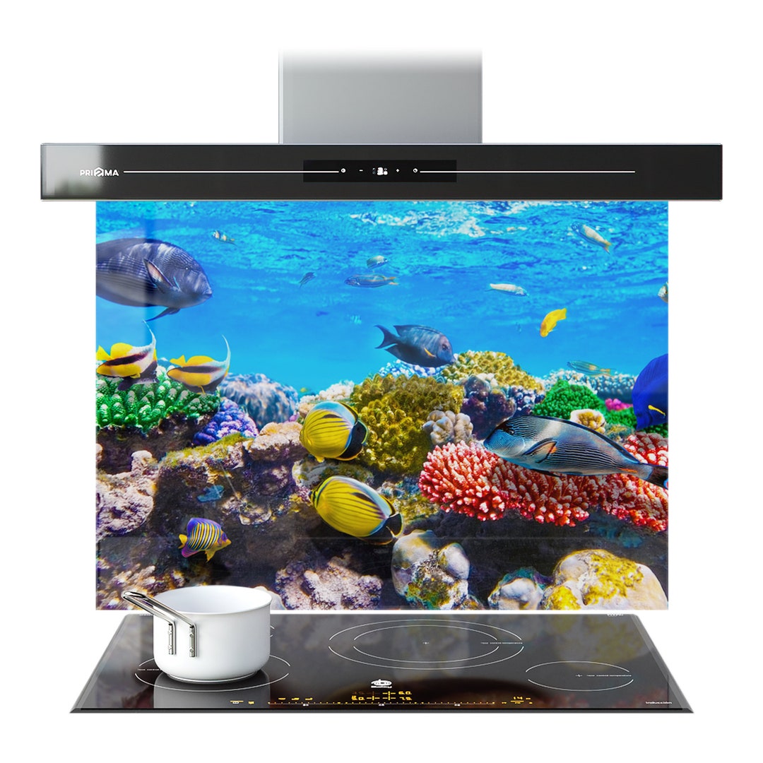 Kitchen Splashback Reef Fish Sea Underwater Coral Tempered Glass ...