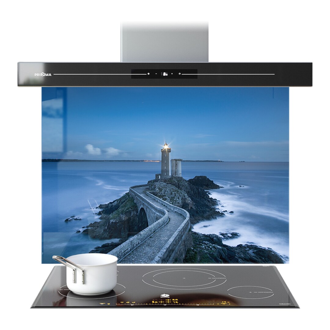 Kitchen Splashback Lighthouse Night Sea Rocks Stones Tempered Glass Backsplash Wall Panel Behind ...
