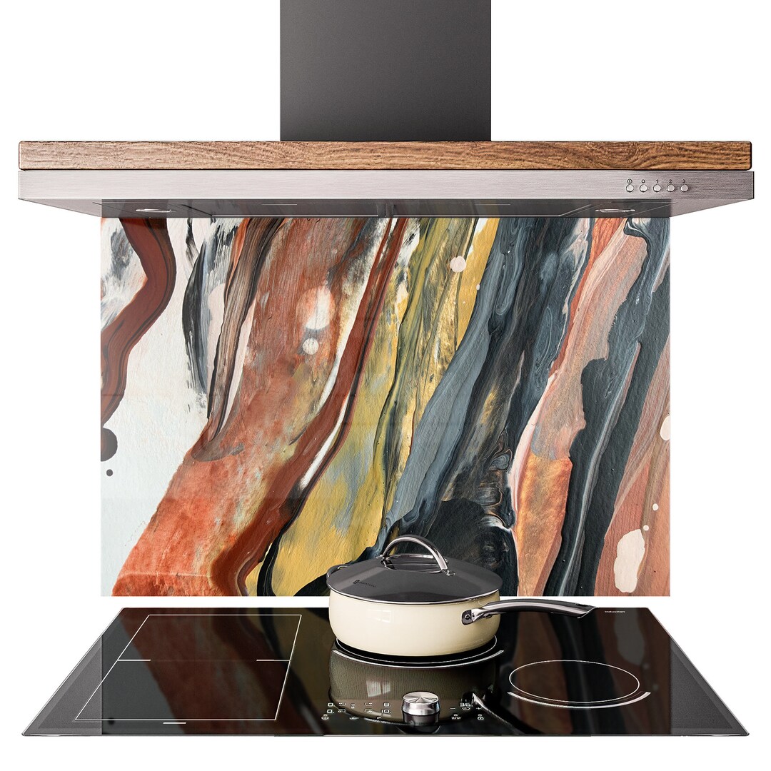 Kitchen Splashback Abstract Colourful Paint Art Textures Tempered Glass ...