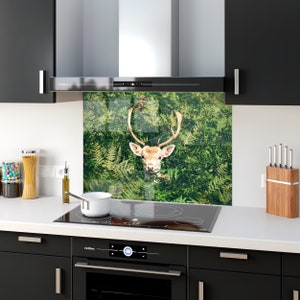 Kitchen Glass Splashback ANY SIZE Cooker Hob Backsplash Panel Deer Stag ...
