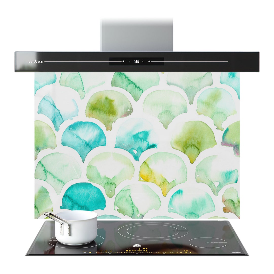 Kitchen Splashback Abstract Geometric Pattern Tempered Glass Backsplash ...