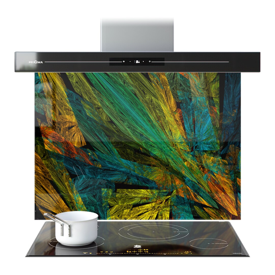Kitchen Splashback Green Fractal Abstract Art Tempered Glass Backsplash ...