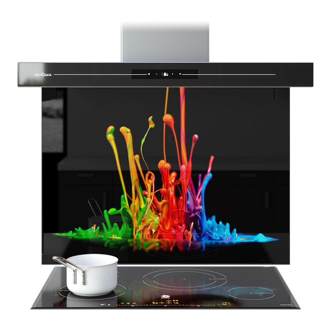 Kitchen Splashback Colorful Paint Splash Tempered Glass Backsplash Wall ...