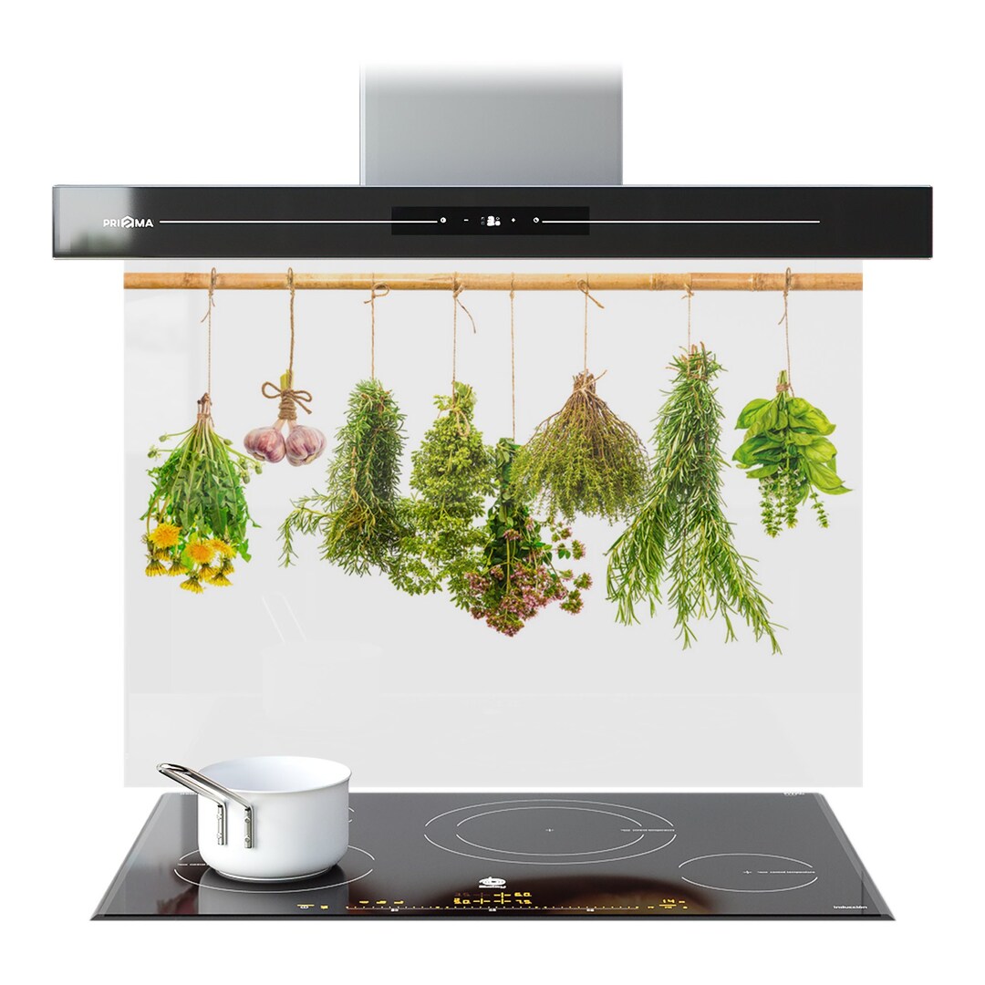Kitchen Splashback Fresh Herbs on Bamboo Stick Tempered Glass ...