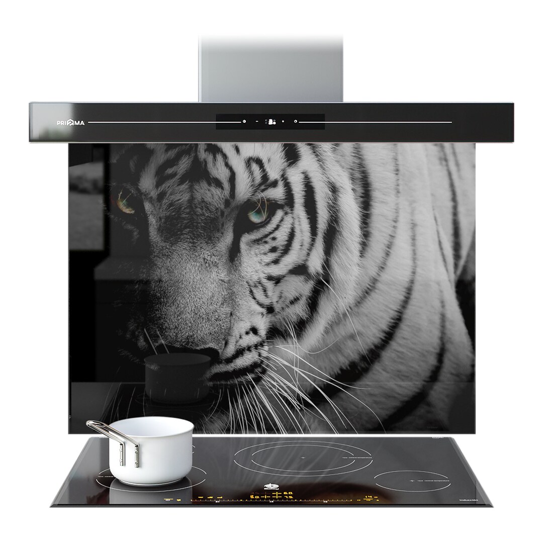 Kitchen Splashback Wild Dark Cat Tiger Animal Tempered Glass Backsplash ...