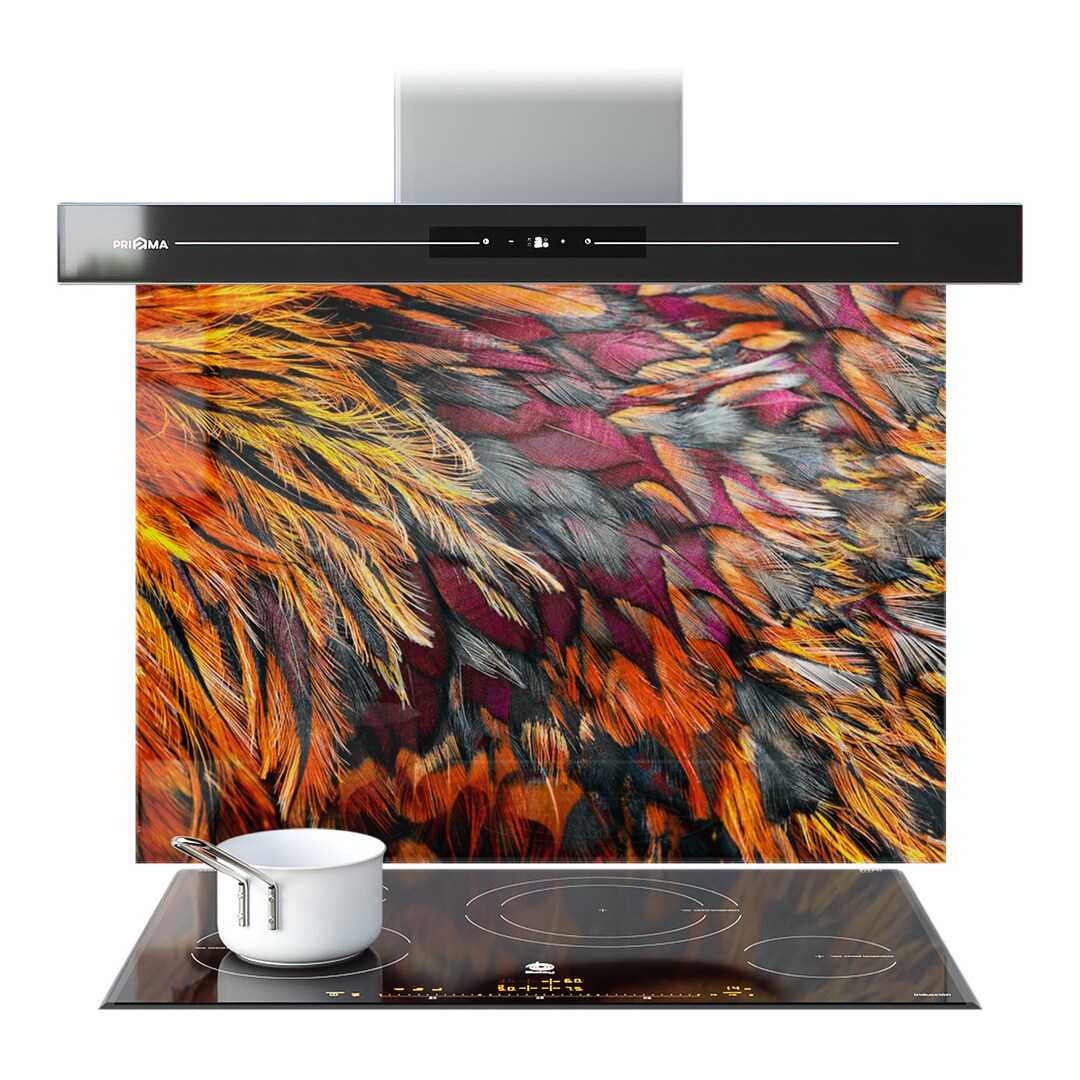 Kitchen Splashback Feather Texture Bird Animal Photo Art Tempered Glass ...