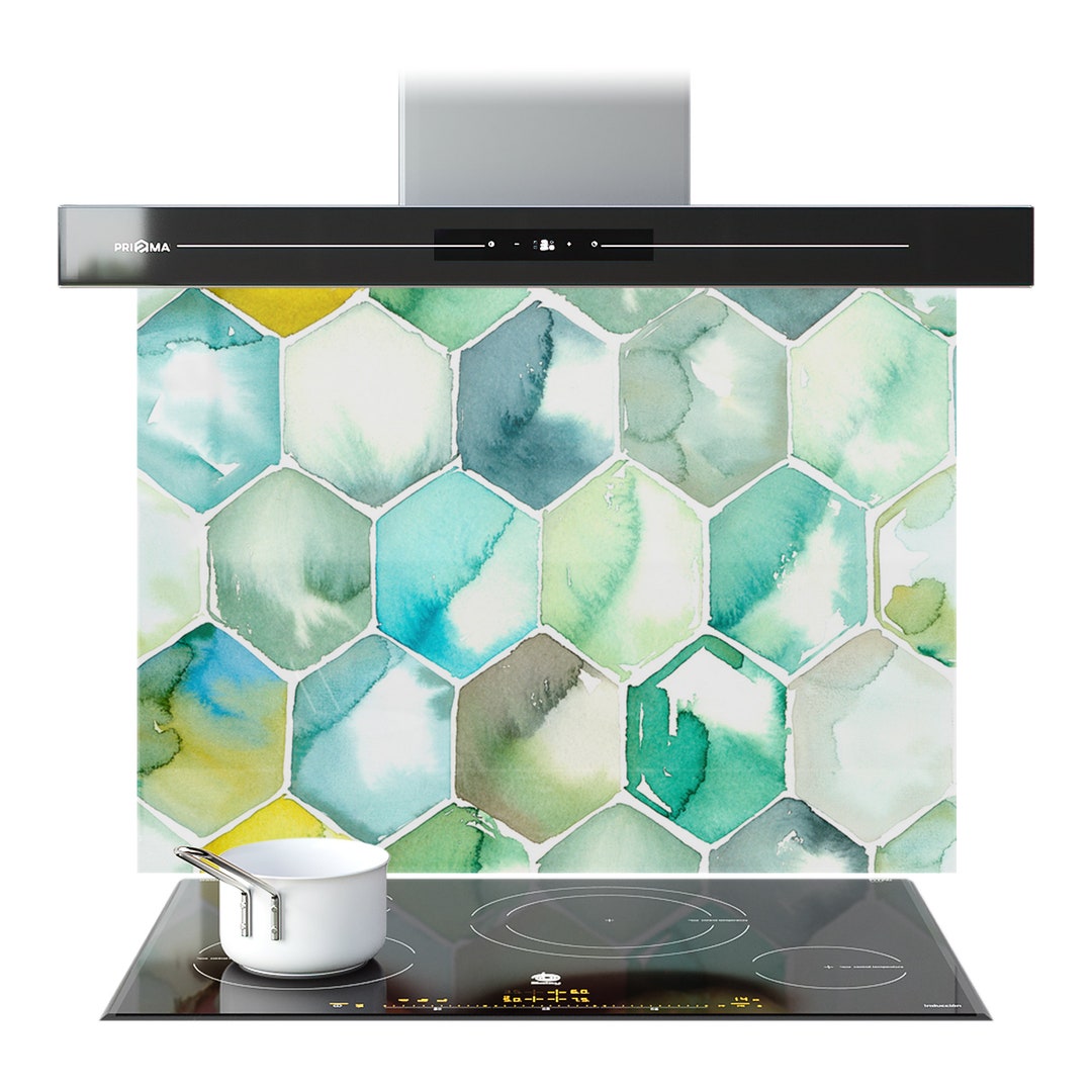 Kitchen Splashback Abstract Diamond Shapes Geometric Pattern Tempered ...